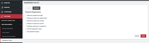 Setting password policy